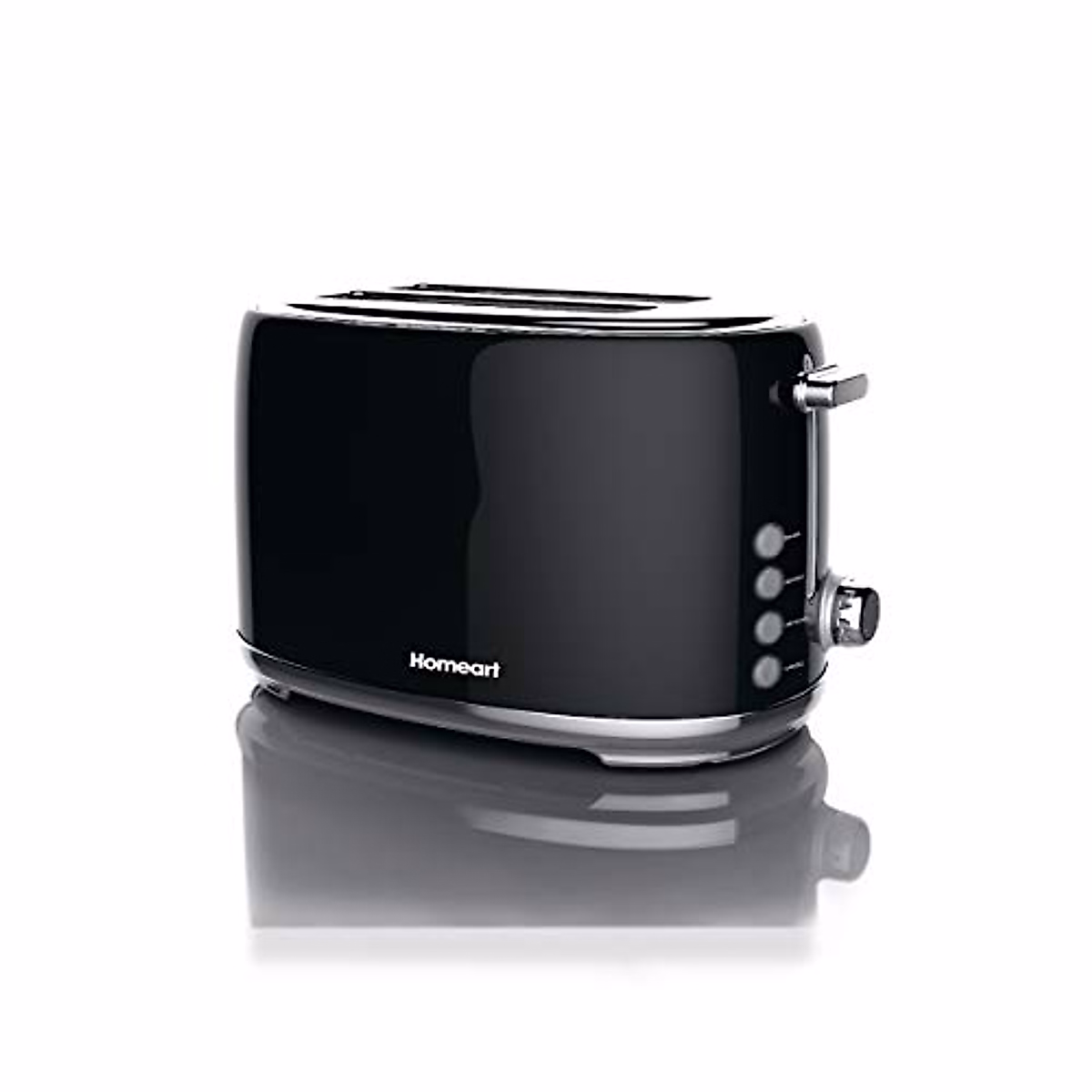 Homeart Artisan 2-Slice Toaster - Stainless Steel With Removable Crumb Tray, Adjustable Browning Control With Multiple Settings to Cancel, Defrost and Bagel - 800W, Black