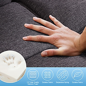 MUUEGM Futon Sofa Bed Couch Sofa, Memory Foam Futon Sleeper Sofa Loveseat Convertible Couch Bed for Small Compact Spaces, Apartment, Dark Grey.