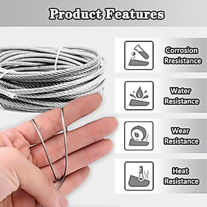 Picture Frame Wire for Hanging, Picture Hanging Wire Kit 33 Feet Picture Frame Wire Heavy Duty Stainless Steel Wire for Hanging Pictures, Mirror, Artwork, Light, Canvas Hanging Kit