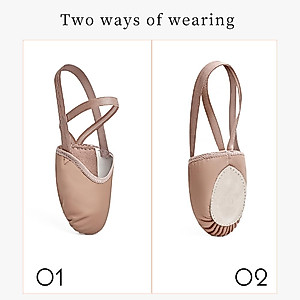 Stelle Leather Half Soles Dance Shoes Womens Lyrical Pirouette Turners Dance Shoes for Turning (Girls/Boys/Men/Adult) (Tan, 6/7)