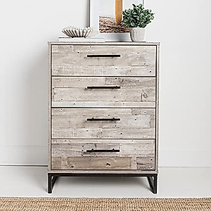 Signature Design by Ashley Neilsville Industrial 4 Drawer Chest of Drawers, Whitewash