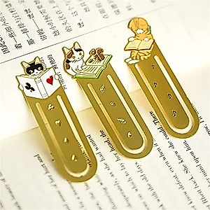 Creative Metal Bookmark, Cute Cartoon Animal Bookmark Book Paper Cilp Bookmark, Ideal Gift for Reader, Teachers, Adults and Kids(Coffee cat)