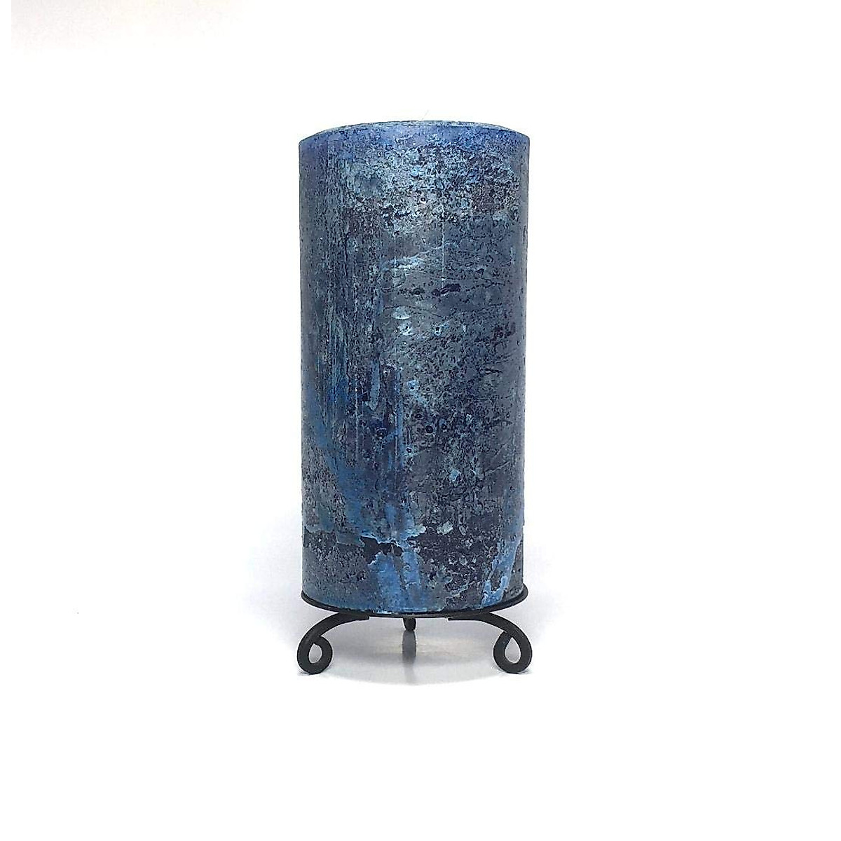 Classic Blue Unscented Rustic Textured Pillar Candle - Choose Size - Handmade