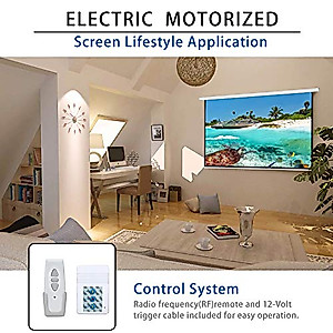 120" Motorized Projector Screen Electric Diagonal Automatic Projection 4:3 HD Movies Screen for Home Theater Presentation Education Outdoor Indoor W/Remote Control and Wall/Ceiling Mount (White)