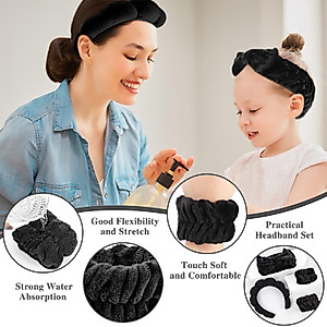 WSICSE Spa Headband for Face Washing, Skincare Headbands and Wrist Washband Set Soft Makeup Headband for Skin Care, Makeup Removal Face Wash Headband for Teen Girl Gifts