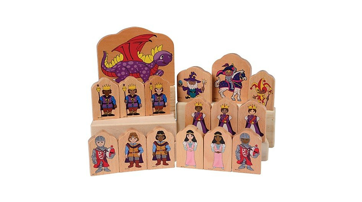 Constructive Playthings 16-Piece Multi-Ethnic Wooden Royal Court Set