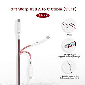 VELOGK Warp Charger Kit 30W [5V/6A] for Oneplus 8/8 Pro/7 Pro/7T/7T Pro/7/6T/6/5T/5/3T/3/Nord N10 5G, Fast Warp/Dash Car Charger Adapter+Wall Charger+2xType C Warp Charge Cables(3.3ft)