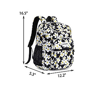 abshoo Classical Basic Womens Floral Backpack For College Water Resistant Bookbag (Floral Black)