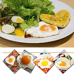 Egg Ring, Yubng Egg Cooking Rings, Round Pancake Mold, Silicone Ring for Eggs, 4 Pack Reusable Fried Egg Mold with an Oil Brush (multi-shapes)