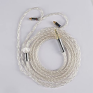 High Sound Quality 8 Strands 4N Pure Silver Earphone Wire MMCX 0.78mm 2Pin QDC TFZ Upgrade Earphone Cable Headphone Replacement Upgrade Cable (MMCX, 3.5mm)