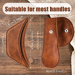 6 Pieces Cast Iron Handle Cover Handmade Thick Skillet Handle Cover Full Grain Frying Pan Handle Sleeve Rustic PU Leather Hot Handle Holder Double Layered Leather Handle Cover Assist Grip for Kitchen