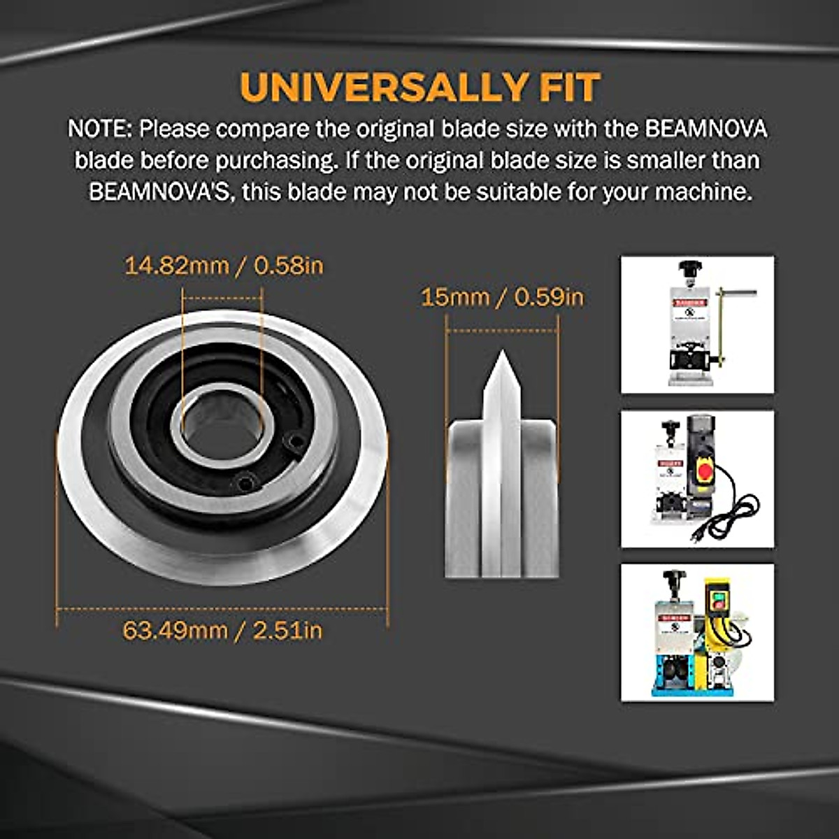 BEAMNOVA Upgraded Replacement Blade for Copper Wire Stripping Machine Powered Cable Stripper Cutters, 15mm ID. x 64mm OD., 0.58in ID. x 2.51in OD.