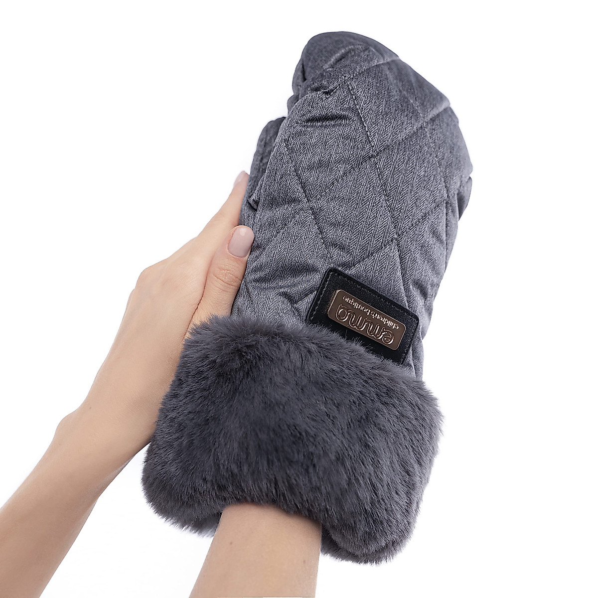 Emma Warm Muff Stroller Gloves, Wind and Water-Resistant, with Universal Fit, Kids Baby Pram Stroller Accessory, Anti-Freeze Gloves, Best for Freezing Cold Winter Conditions, Grey