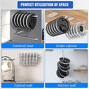 FOURHARVEST Tumbler Lid Organizer 2 Pack,Space Saving Cup Lid Hook for Simple Modern Cup Lids,Lid Storage Rack Used in Kitchen Storage Cabinet Inside Or Under (Silver)