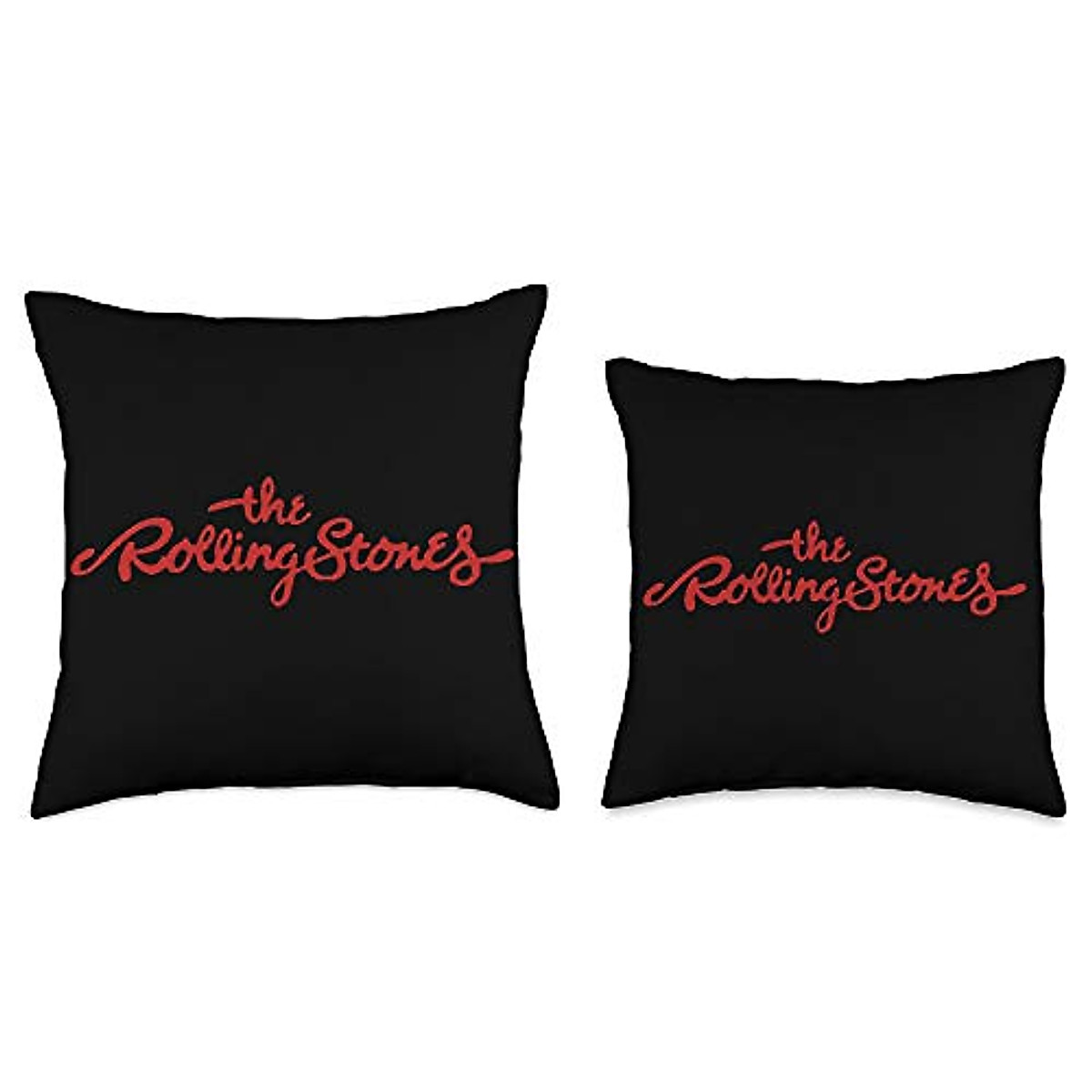 The Rolling Stones Official Curly Logo Black Throw Pillow, 18x18, Multicolor