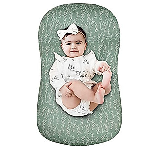 Newborn Lounger Cover for Boys Girls, Soft Snug Fitted Baby Lounger Slipcover, Removable Cover for Infant Lounger Pillow, Green Sage