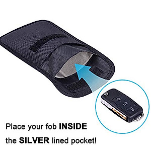 Wisdompro Faraday Bag for Key Fob, WP4694 RFID Key Fob Protector RF Car Signal Blocking Faraday Cage Protector, Anti-Theft Pouch, Anti-Hacking Case Blocker - Black