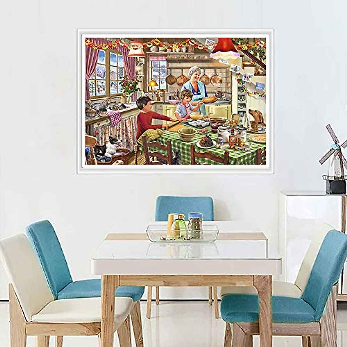 Wooden Jigsaw Puzzles 1000 Pieces for Adults for Kids -Christmas Dinner, Made of Basswood,Wooden Jigsaw Puzzles Hard to Break ，Includes Image Poster