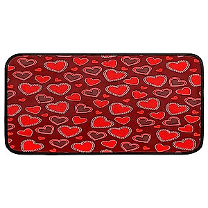 KOBLEN Red Love Heart1 Kitchen Rugs Non Slip Washable Absorbent Kitchen Mats 20x39 inch Cushioned Anti Fatigue Kitchen Floor Mats for in Front of Sink