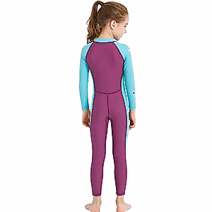 AIWUHE Kid's Full Body Swimwear Boys&Girls One Piece Swimsuit Long-Sleeve Water Sports Rash Guard UPF 50+ Sunsuit Sets 2-8Y Rose