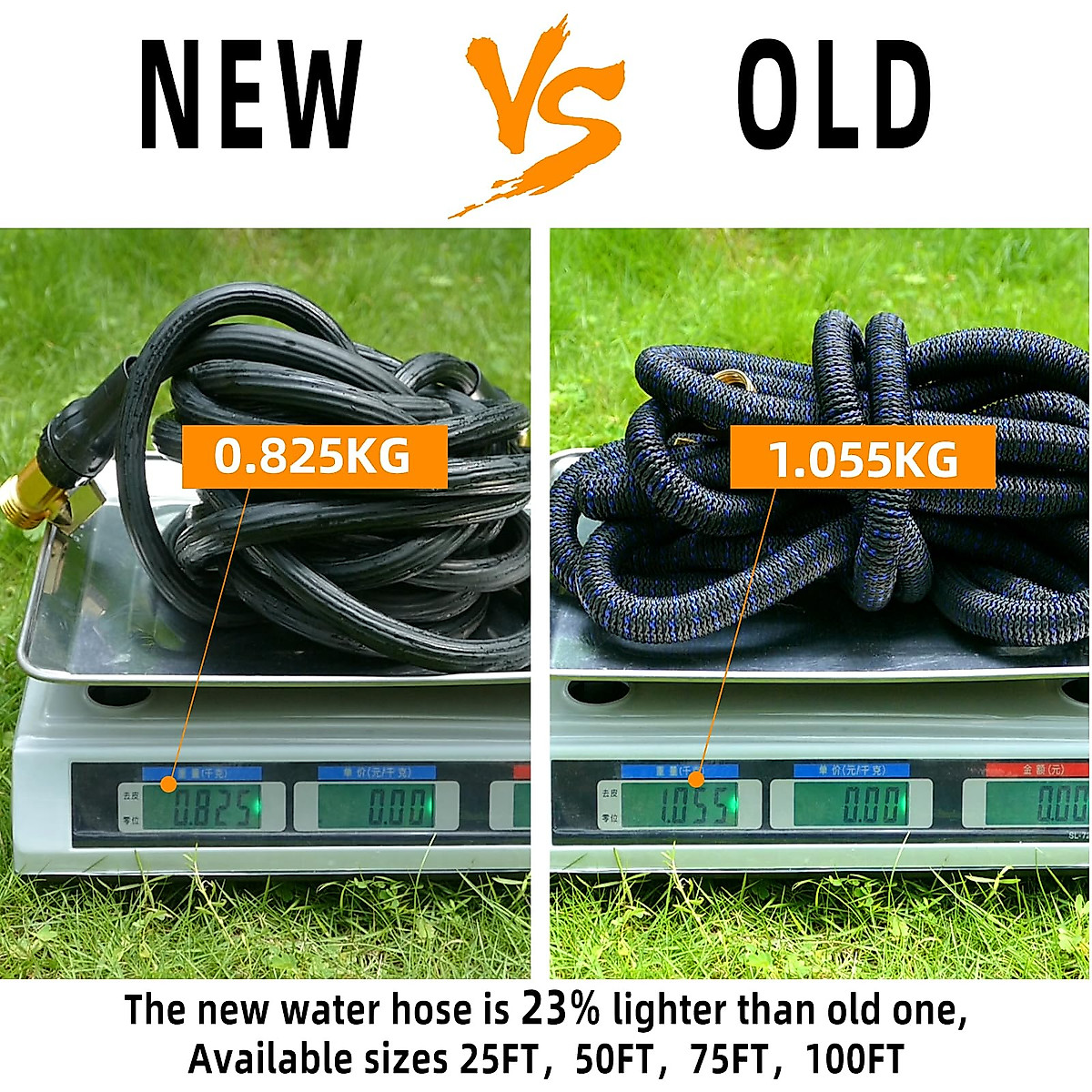 Expandable Garden Hose,New Upgrade Water Hose with Lightweight Rubber Fabric and Triple Layer Latex Core, 3/4" Solid Brass Fittings, No-Kink, Retractable Flexible Hose with Spray Nozzle (50FT, Black)
