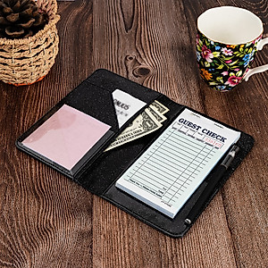 Glitter Server Book for Waitress,Restaurant Server Book for Waiter,Guest Check Serving Book with Pen Holder for Waiter Server Wallet(5x8 Black)