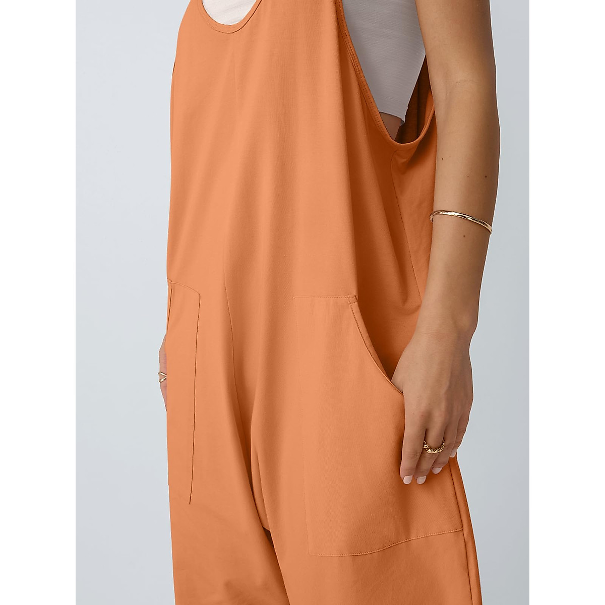 AUTOMET Jumpsuits for Women Casual Summer Outfits Rompers Comfy Beach Vacation Trendy Overalls Jumpers Fashion Clothes 2025 LightOrange XL