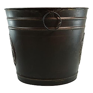 Ebros Rustic Western Texas Lone Star with Lucky Horseshoe Old Fashioned Bucket Metal Floral Vase Or Waste Basket Bin 12.5" Wide Home and Bathroom Accent Country Farmhouse Cowboy Decorative Accent