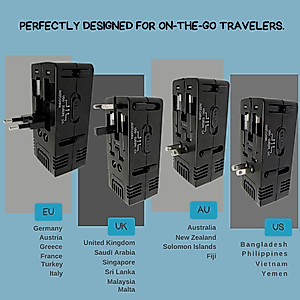 Dual Wattage International Travel Voltage Converter Step Down 220V to 110V Voltage Power Converter for Curling Irons, Steam Iron Hair Dryer from US to Europe Australia UK Malta Over 150 Countries