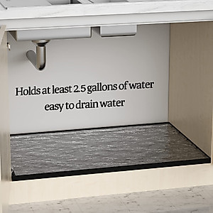Under Sink Mat Waterproof for 36" Cabinet, Kitchen Rubber mat, Holds Over 3.3 Gallons Liquid Carbon Cabinets Leak Protector Bathroom Sink Line Drip Tray Sink Pan Black 35x22.5 inch
