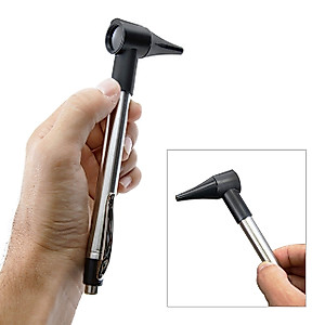 Serenelife Compact Fiber Optic Otoscope - Digital Bright LED Ear Light Design & 3x Magnification with Travel Case - Washable Speculum Tip - SLOTOSPE02,Black