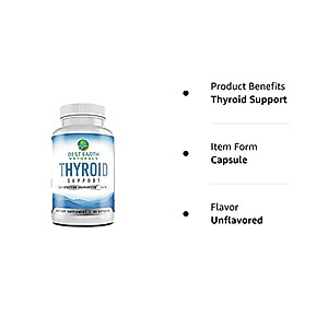Thyroid Supplement to Promote Thyroid Function with Thyroid Support Vitamins, Vitamin B-12, Iodine, Magnesium, Zinc, Selenium, Manganese, L-Tyrosine, Bladderwrack, Cayenne, Kelp & More 60 Count