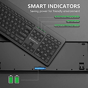 Wireless Keyboard and Mouse Combo, SBARDA Full Size Compact Silent 2.4 GHz Wireless Keyboard and Mouse with 13 Multimedia and Shortcut Keys for Desktops/Laptops/Mac, Black