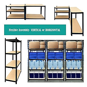 Garage Storage Shelving Unit Heavy Duty Metal Frame 353lbs Load Per Tier, 31.5 x 15.7 x 64in, 4 Adjustable Shelves, Industrial Shelving Utility Shelves Storage Rack for Home Warehouse Kitchen, Black