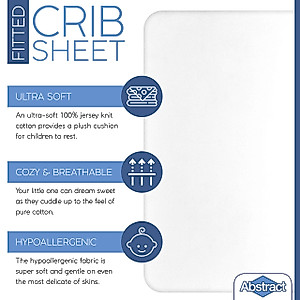 Abstract Baby Solid Jersey Knit Fitted Crib Sheet (24" x 38", White)
