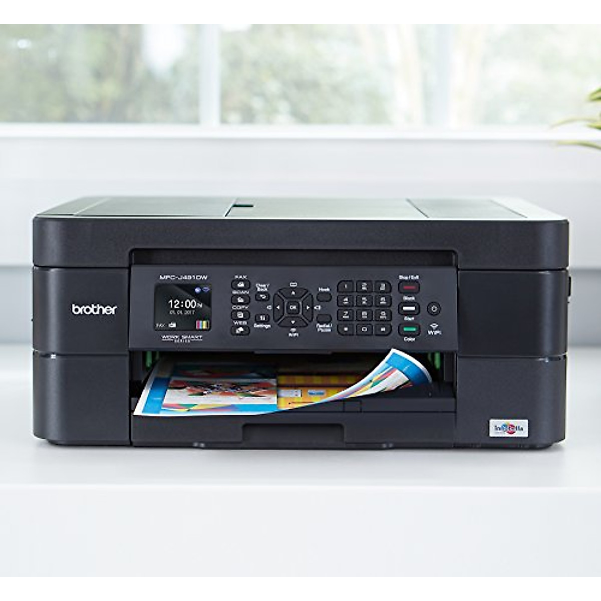 Brother Wireless All-in-One Inkjet Printer, MFC-J491DW, Multi-function Color Printer, Duplex Printing, Mobile Printing,Amazon Dash Replenishment Enabled, Black, 8.5 (MFCJ491DW)