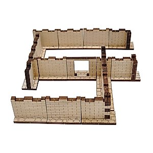 Dungeon Brick Walls (Set of 16) Wood Laser Cut 2" x 1" 3D Modular Terrain Tiles 28mm Scale Perfect for D&D, Dungeons & Dragons, Warhammer and Other Tabletop RPG
