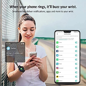 MOKCF 1.32 Inch High End Smart Watch for iPhone Android Military Fitness Sport Watches with Blood Pressure Heart Rate Monitor Sleep Tracker for Men (Black)