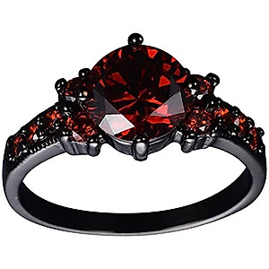 2.40 Ct Round Cut Red Ruby 14K Black Gold Finish Engagement Women's Ring (5.5)