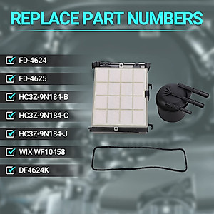 6.7 Powerstroke Fuel Filter Element - Compatible with 2017 2018 2019 2020 2021 2022 6.7L Ford F-250 Super Dury, F-350 Super Duty - Replace # FD-4624 FD-4625 HC3Z-9N184-B HC3Z-9N184-C
