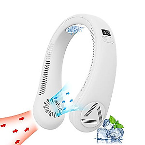 NORMIA RITA [2023 Upgraded] Personal Air Conditioner Neck Fan with Refrigeration Chip USB Poratble Fan LED Screen Fast Cool 45℉-55℉/ 3 Wind Speeds
