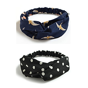 DRESHOW 10 Pack Boho Headbands for Women Girls Criss Cross Elastic Hair Band Twisted Head Wrap Floral Hair Accessories