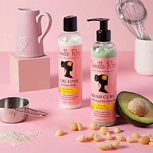 Camille Rose Fresh Curl Hair Styling Lotion & Detangler, with Avocado and Castor Oil, to Moisturize and Promote Hair Growth, for all Hair Types, 8 oz