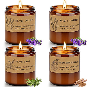Aromatherapy Candles for Home Scented, Candle Gift Set for Stress Relief | Meditation | Yoga | SPA | Relaxing, Amber Jar Candles for Women, Birthday, Valentine, Anniversary, 7.1 oz - Pack of 4