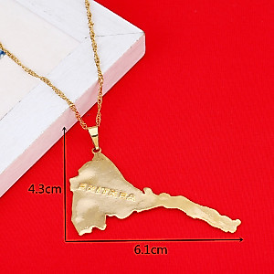 Eritrea Map Pendants Necklace Women Map of Eritrea 24K Gold Jewelry African Necklace Ethiopia (Eritrea Pendant)