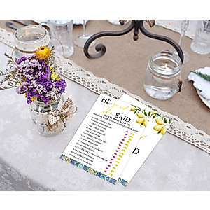 Blue Tiles and Lemons He Said She Said Game for 30 Guests with Game Cards, Lemons Bridal Shower Game, Modern Bridal Shower Decorations, Wedding Shower or Bachelorette Party Supplies - 02
