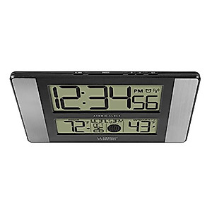 La Crosse Technology 513-1417AL-INT Atomic Clock w Outdoor Temp, Grey/Black & C85845-INT Weather Station, Black