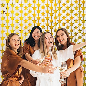 Abien Gold Star Foil Fringe Curtains Golden Backdrop Metallic Foil Tinsel Fringe Curtain Party Door Shimmer Streamers Party Decorations for Birthday Wedding Christmas New Year Party (Gold)