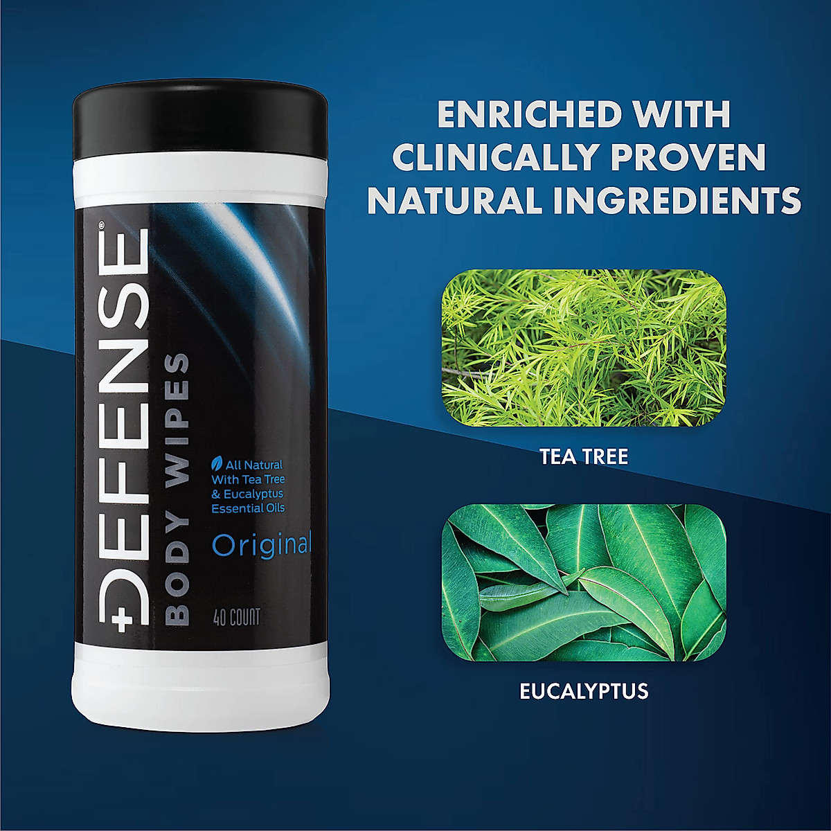 Defense Soap Antifungal Medicated Bar Soap, Tea Tree Body Wipes (40 Count), & Body Wash 12 oz - Natural Shower Gel