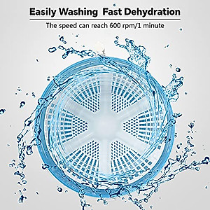 2 in 1 Portable Washer Spin Dryer Washing Machine Mini Travel Outdoor，Manual Washing Machine Portable